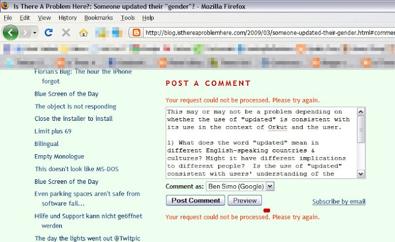 Your request could not be processed: Is There A Problem Here?: Your ...