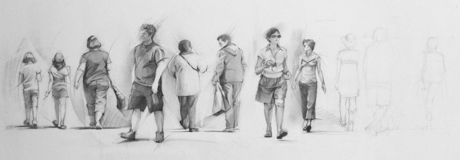 What the Day Brings. . .: "Walk" detail of a drawing in process