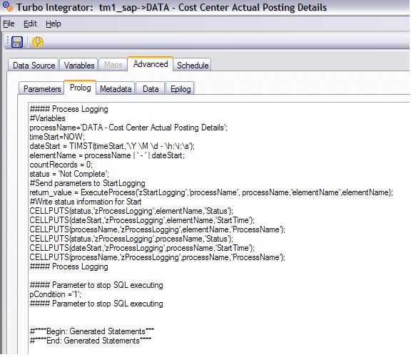 IBM Cognos TM1, Cognos BI, Cognos Express, CDM: TM1 TI process SQL preview killing