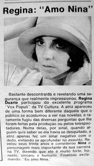 REGINA DUARTE (NAMORADINHA DO BRASIL): QUEM FOI NINA À LA GARÇONNE?