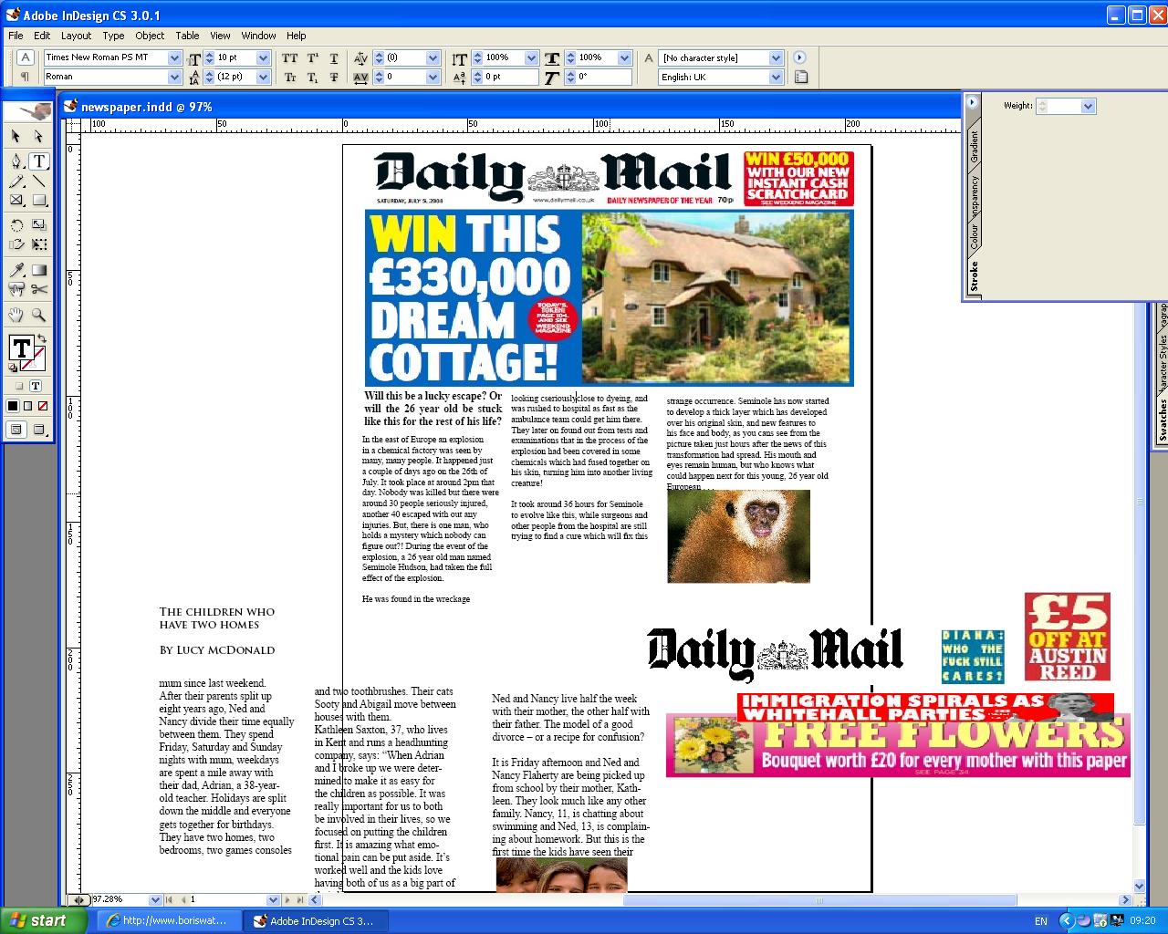Digital Graphics: Newspaper Front Cover