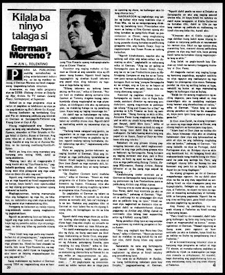 PELIKULA, ATBP.: GERMAN MORENO (Jingle Extra Hot Magazine, July 20, 1981)