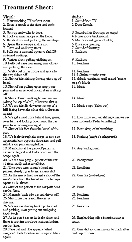 Media Studies AS Level: Treatment Sheet