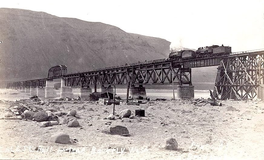 Big Bend Railroad History: Early View of Milwaukee Road Bridge at Beverly