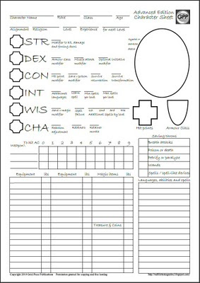 Oubliette Magazine: Free to Download Advanced Character Sheets