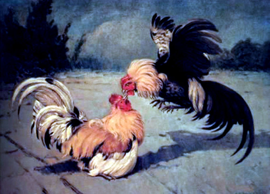 Enrique Martínez Cubells: Gallos peleando