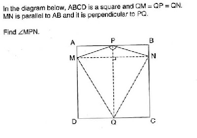PSLE Maths: PSLE 2009 Angles and Lines Question