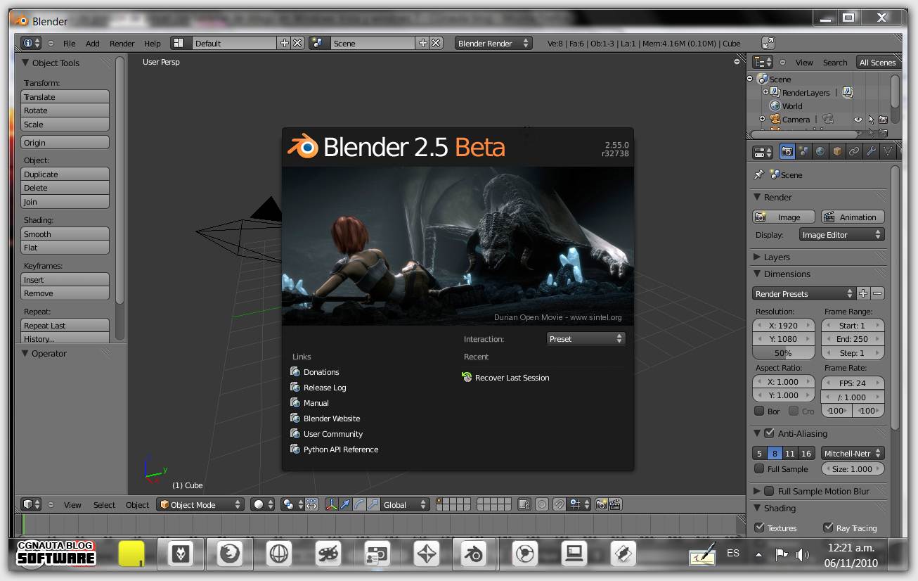Blender 3D 2.55 Beta 3 pública - CGnauta blog