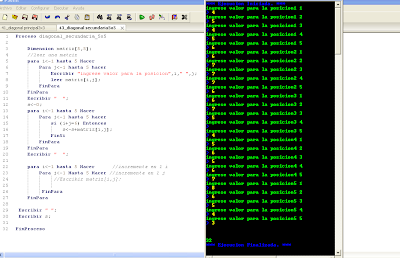 Programacion: diagonal secundaria en una matriz de 5x5