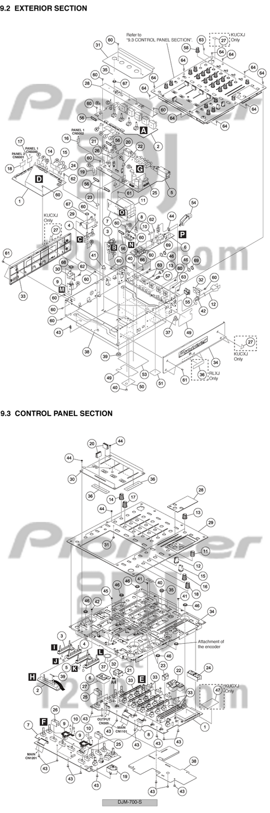 DJ Pro Audio & Service, Repairs: Pioneer DJM700 Exploded View, Interior ...