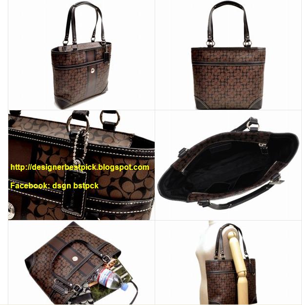 Designer Best Pick!!: COACH C SIGNATURE KHAKI/PINK STRIPE TOTE F15137