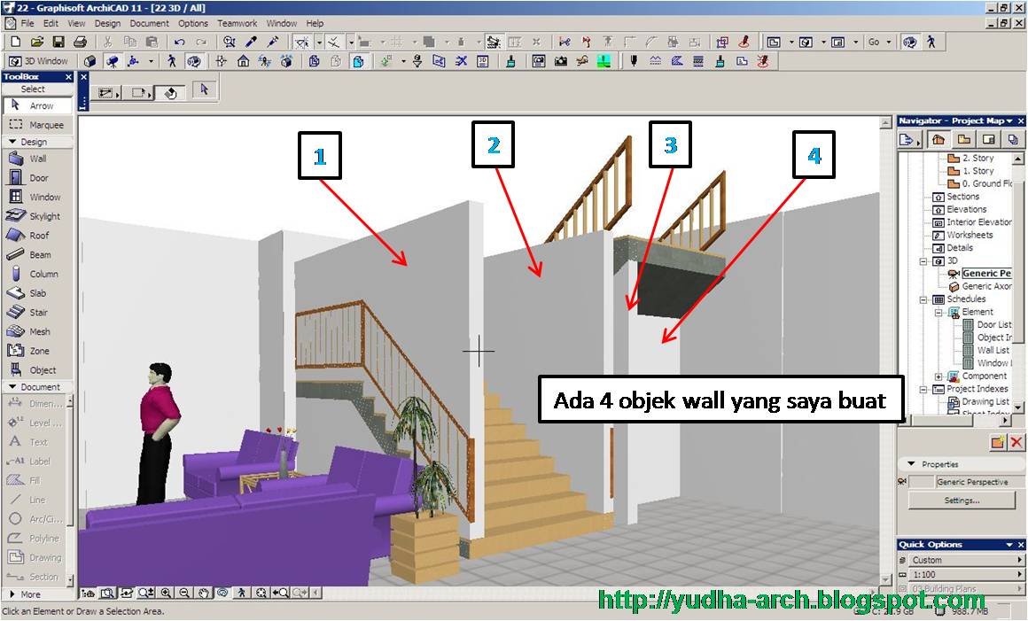 Membuat Dinding di Bawah Tangga Pada Archicad
