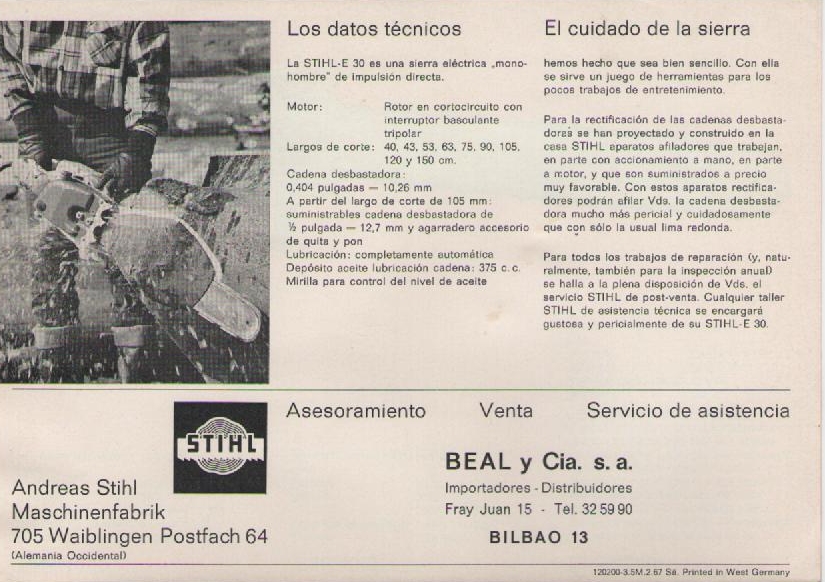 Motosierra De Colección: Stihl E30 Folleto Publicitario - Advertising ...