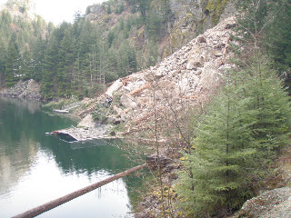 Tom's View From Ross Lake Resort: Rock Slide at Ross Dam, Diablo Lake!