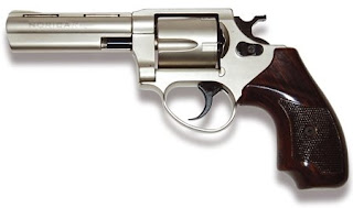 GUNS: MOD 38 MAGNUM NICKEL-PLATED BLANK REVOLVER