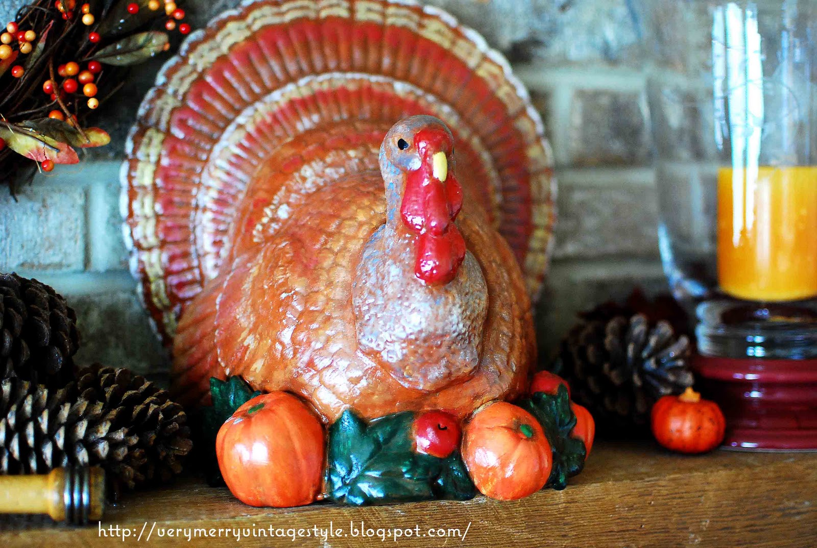 Very Merry Vintage Syle: Thanksgiving Mantel Idea {Peaceful, Warm and Calm}