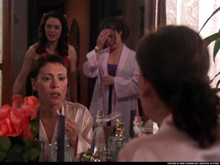 Ladies in Satin Blouses: various satin robes (charmed)