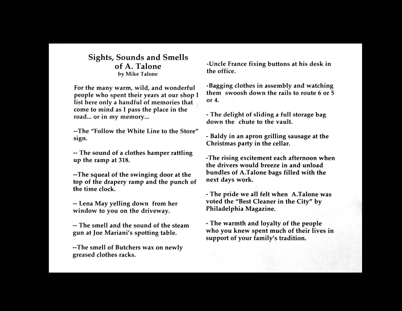 Talone Reunion: A. Talone Inc.