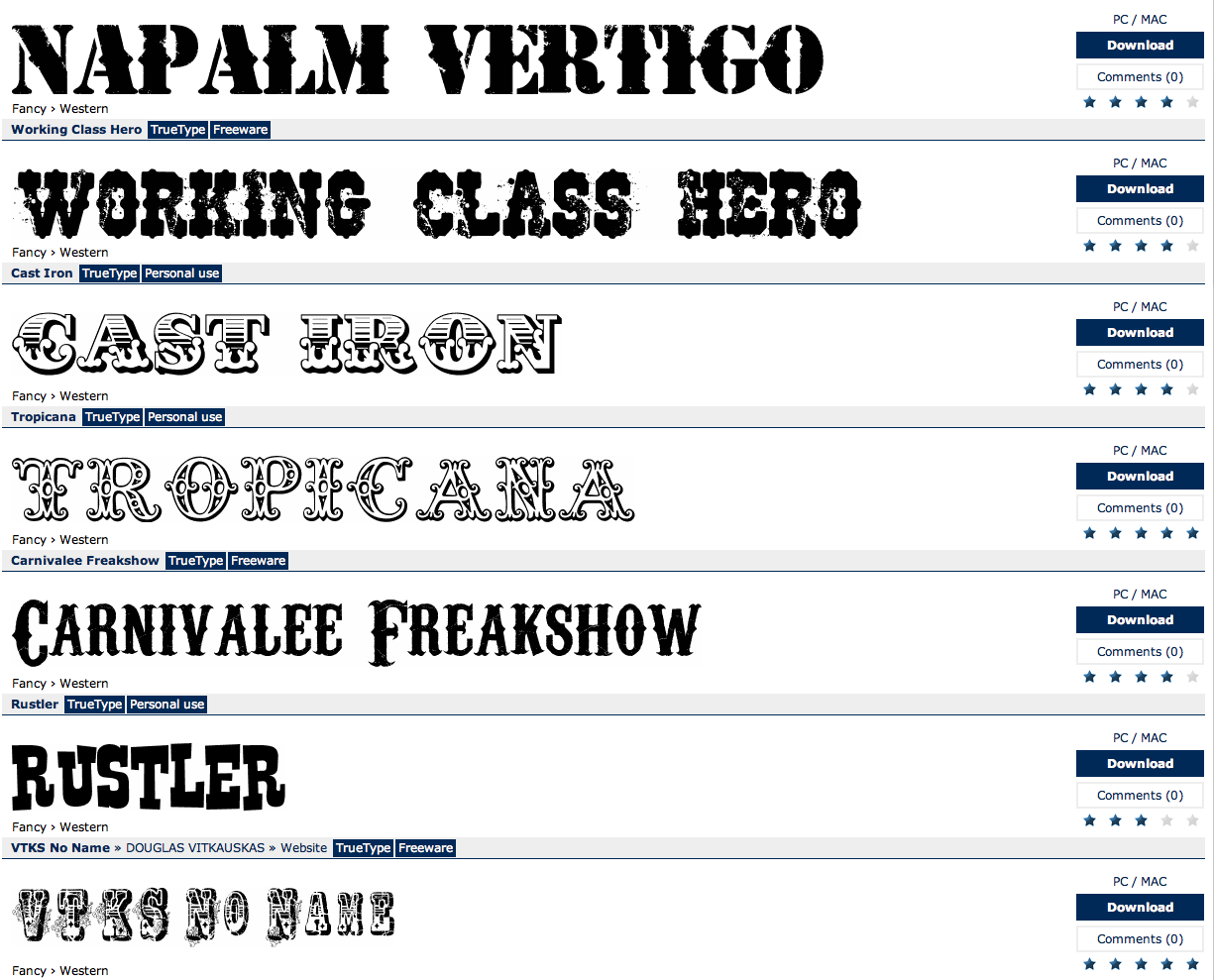 MR. MULE's TYPOGRAPHIC SHOWROOM AND EMPORIUM: Fonts2U free fonts