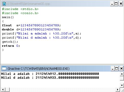 Contoh Database, C++, visual basic, java: Denominator data type