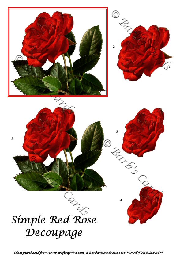 Barb's Cards and Crafts: Simple Red Rose Decoupage