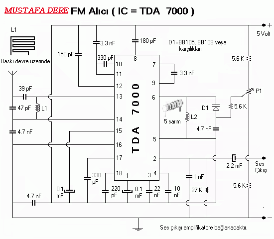 Elektronitem: TDA7000 ve TDA2822 Fm Alıcı (Radyo) Devresi