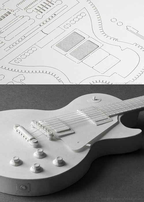 digital chicken scratches: electric guitar l paper model kit