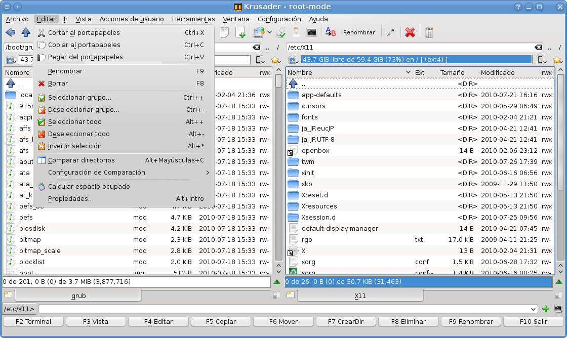 UsuarioDebian: krusader - Gestor de archivos