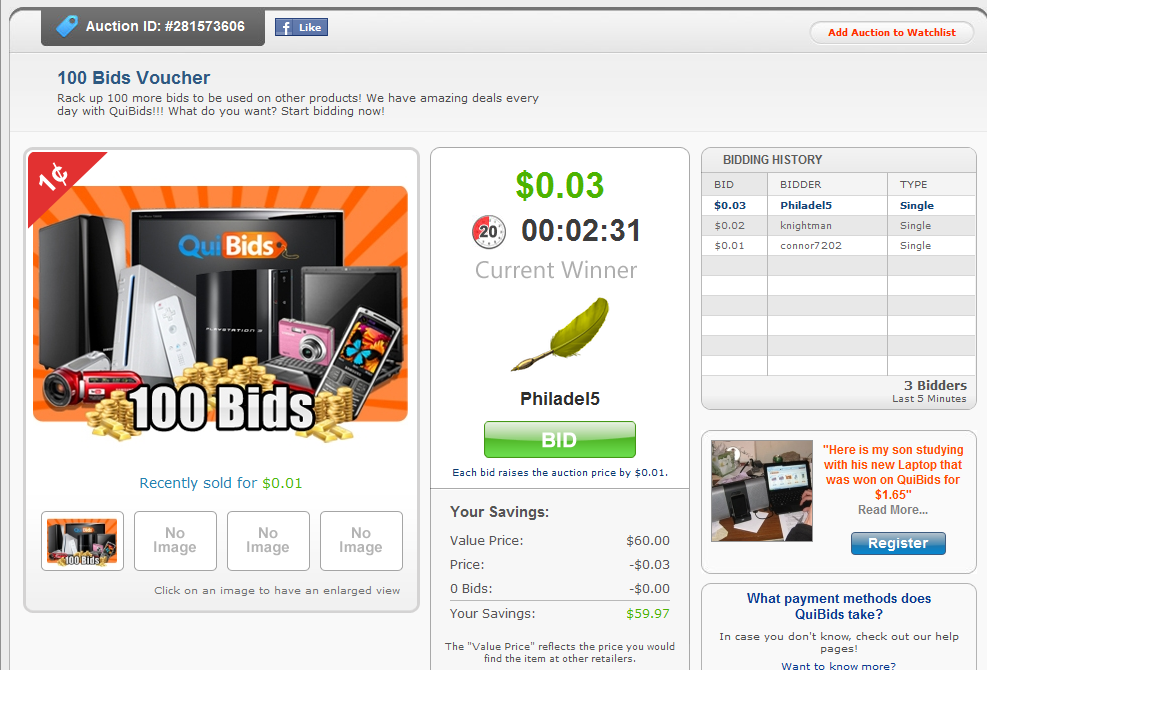 Quibids Review: Misleading Price Information ~ Quibids Strategies ...
