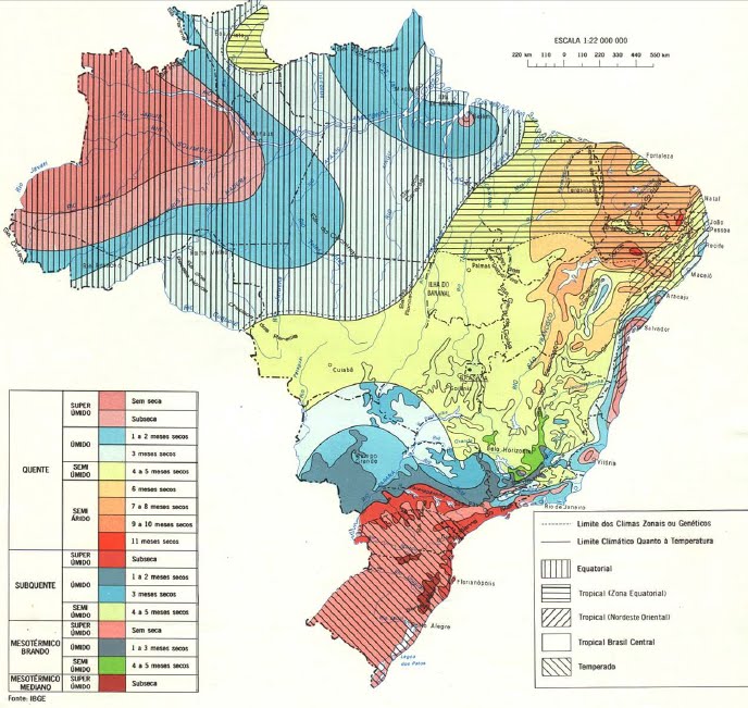 Tempo e clima: Mapa de climas no Brasil IBGE