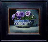 Daniel Edmondson Studio: Pansies Vase Original Painting Oil