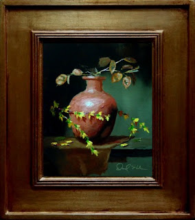 Daniel Edmondson Studio: Antique Clay Pitcher and Forsythia