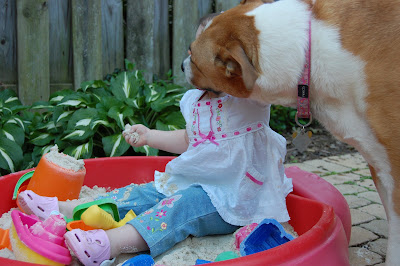 We're The Battens: Caroline and her Red LadyBug Sandbox