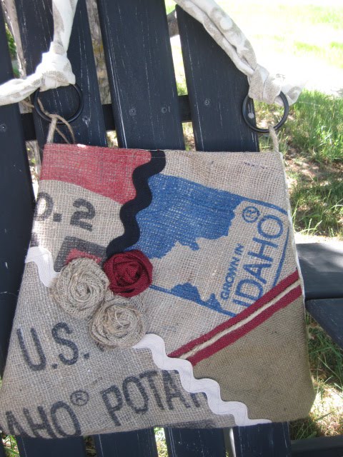Potato Boutique: Potato Sack Handbag/Purse/Bag with Rosettes