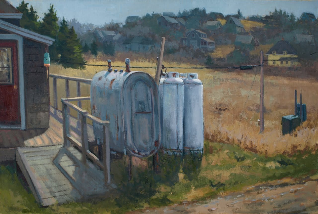 Monhegan Sojourn: More propane tanks , Waves crashing over shipwreck