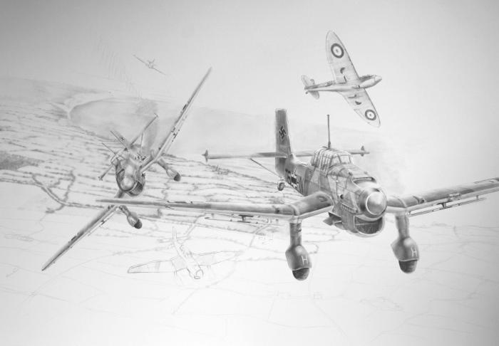 james baldwin aviation art: New WIP 'Stuka Party'