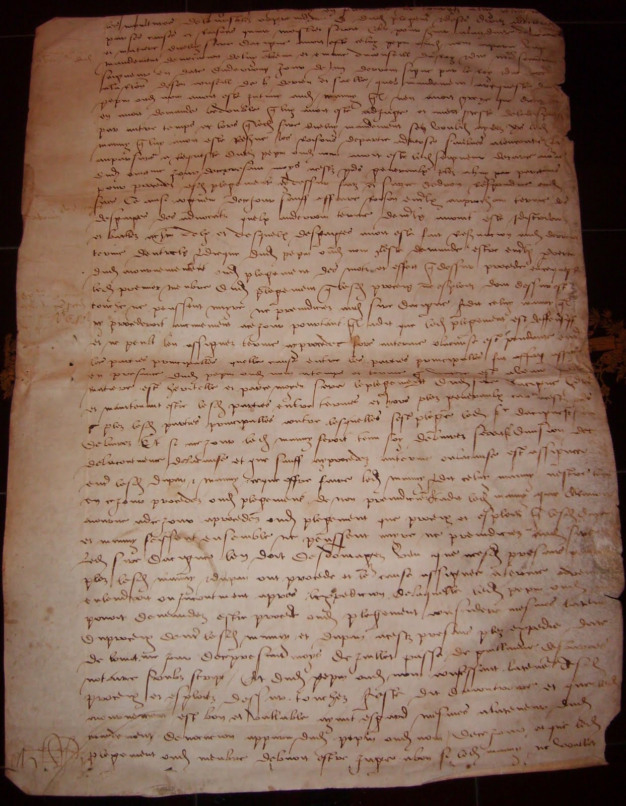 Les cahiers de Manuce: Grande feuille manuscrite à déchiffrer