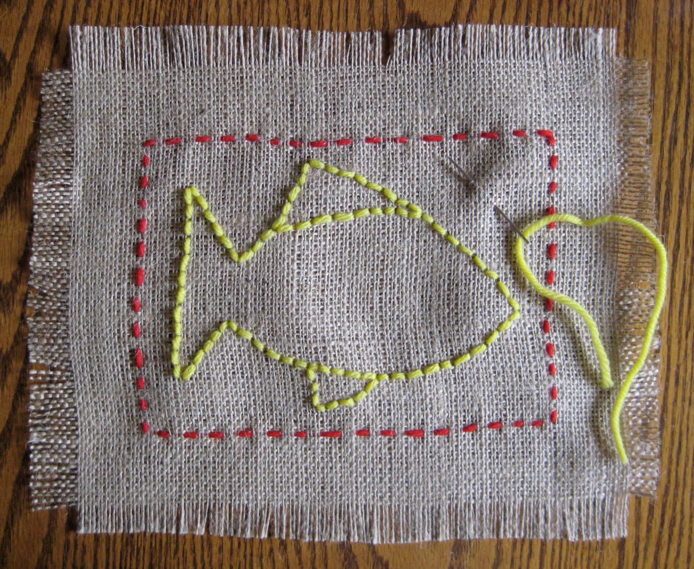 Burlap "Sampler" - Stitching Project for Kids • TeachKidsArt