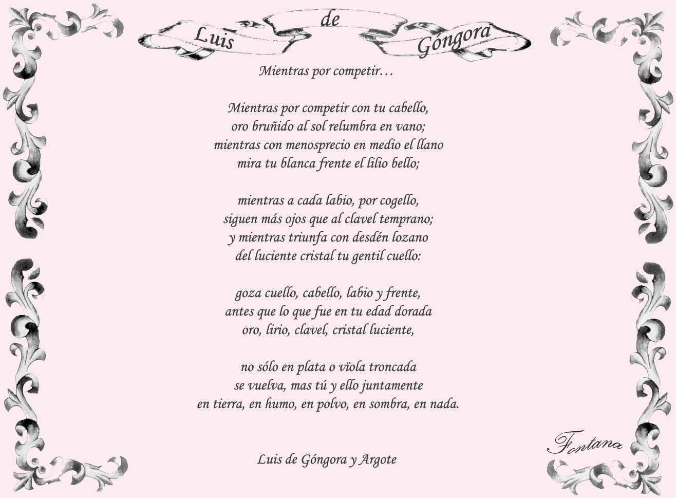 Poemas en el recuerdo... Por Fontana: Mientras por competir…