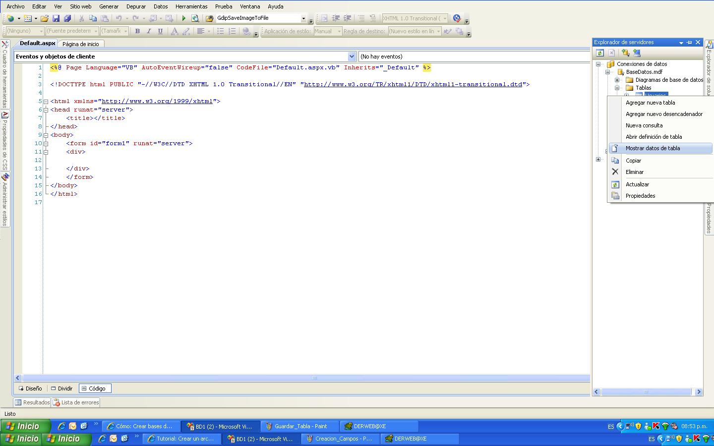 Tutorias de Asp.Net: CREAR BASE DE DATOS CON SQL SERVER EXPRESS EN ...