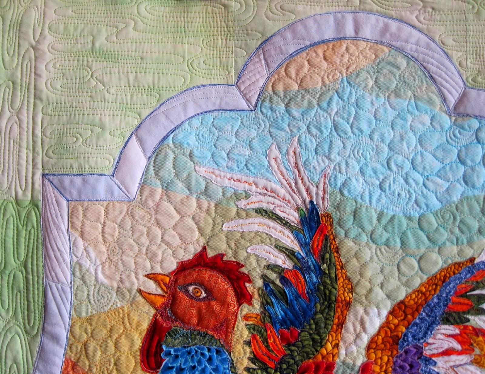 Quilts, Grandkids and Delphiniums: Rooster Quilt Finished