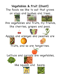 Preschool Is Fun Planning Activities: Fruits and Vegetables Chant
