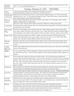 Preschool Is Fun Planning Activities: Texture Lesson Plan