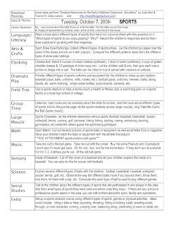 Preschool Is Fun Planning Activities: Sports Lesson Plan