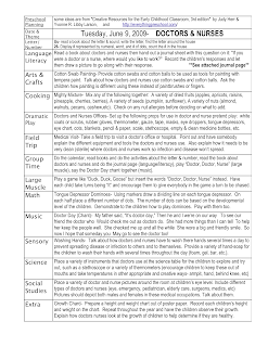 Preschool Is Fun Planning Activities: Doctors/Nurses Lesson