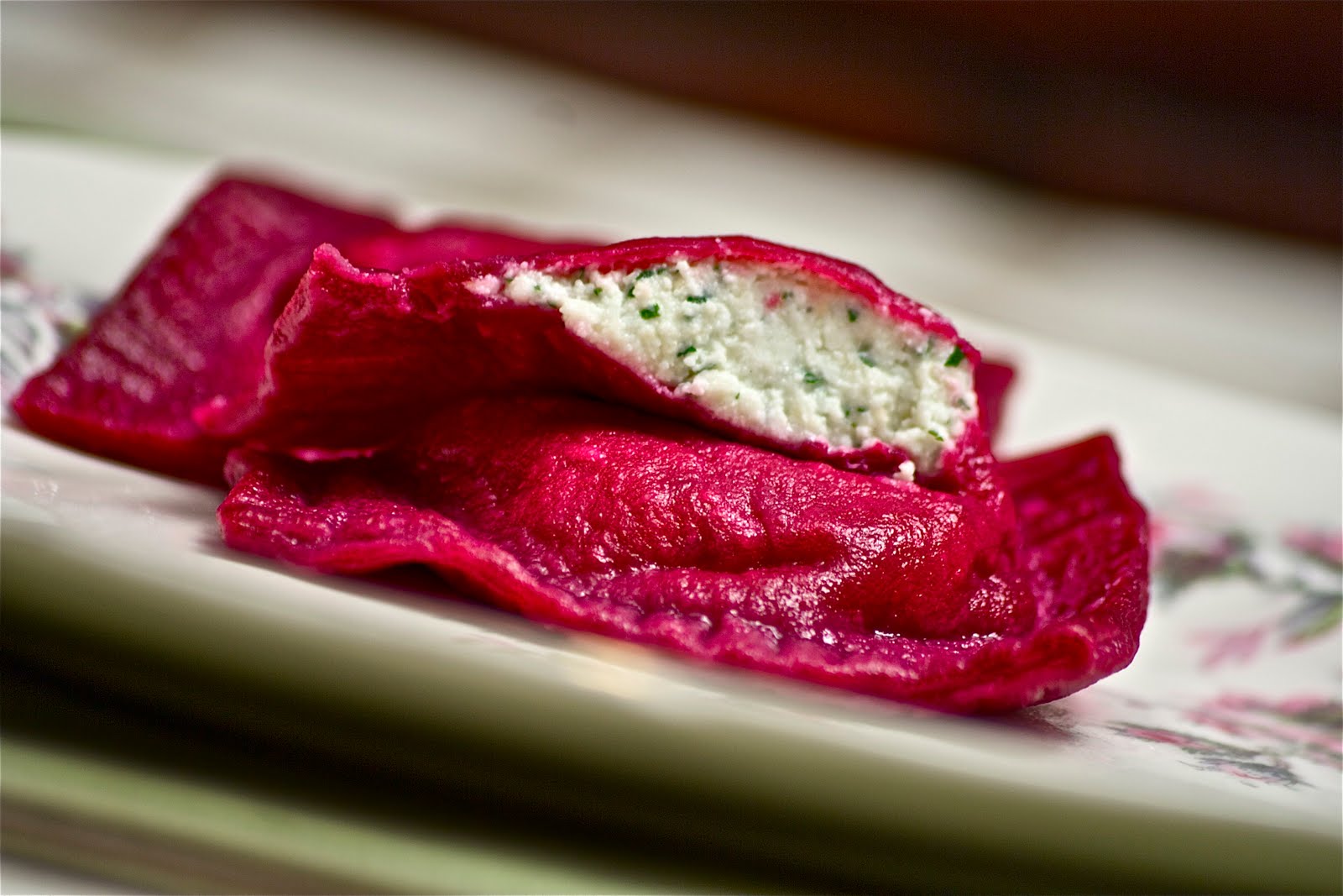 Madeline's Adaptations: Beet Ravioli Stuffed with Ricotta and Goat Cheese