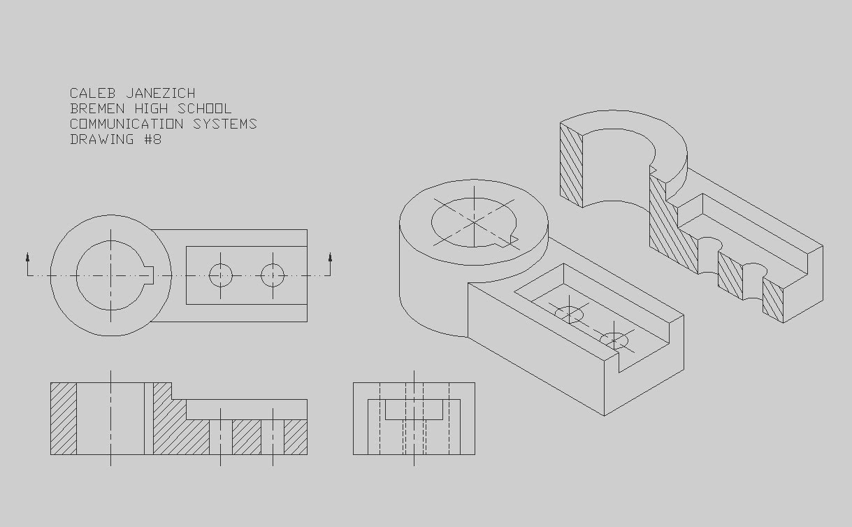 gym equipment: Multiview, Isometric, and Section Drawings by Caleb Janezich