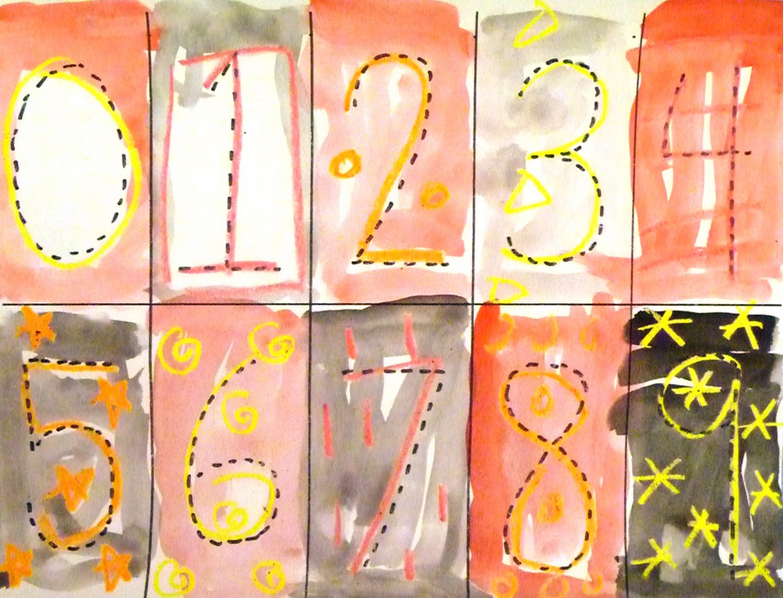 From the Sketchbook of Bridget Smith: Jasper Johns inspired number painting