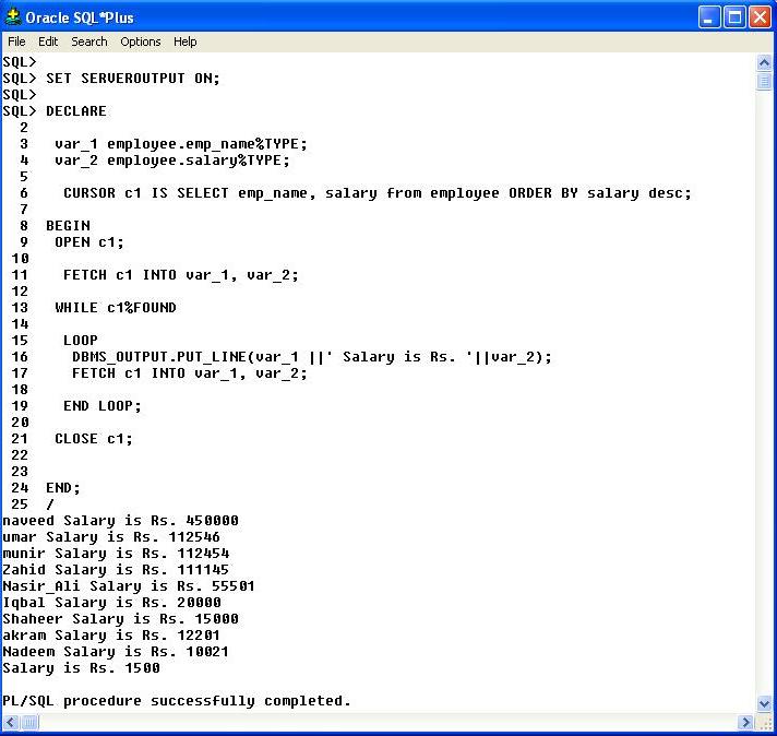 PL/SQL Explicit Cursor with Examples