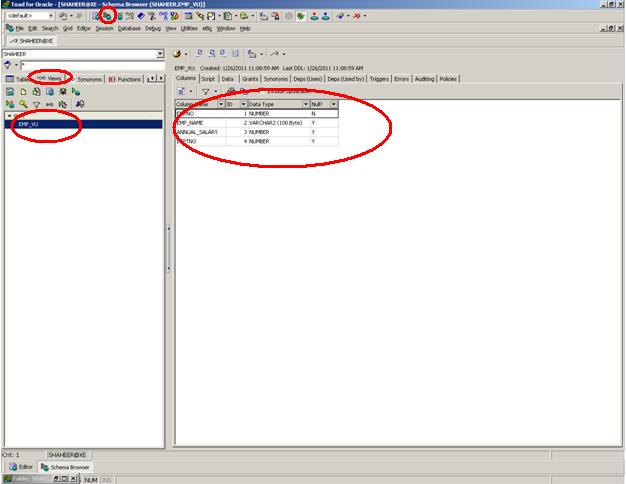 Creating Views In Oracle Database Using Toad